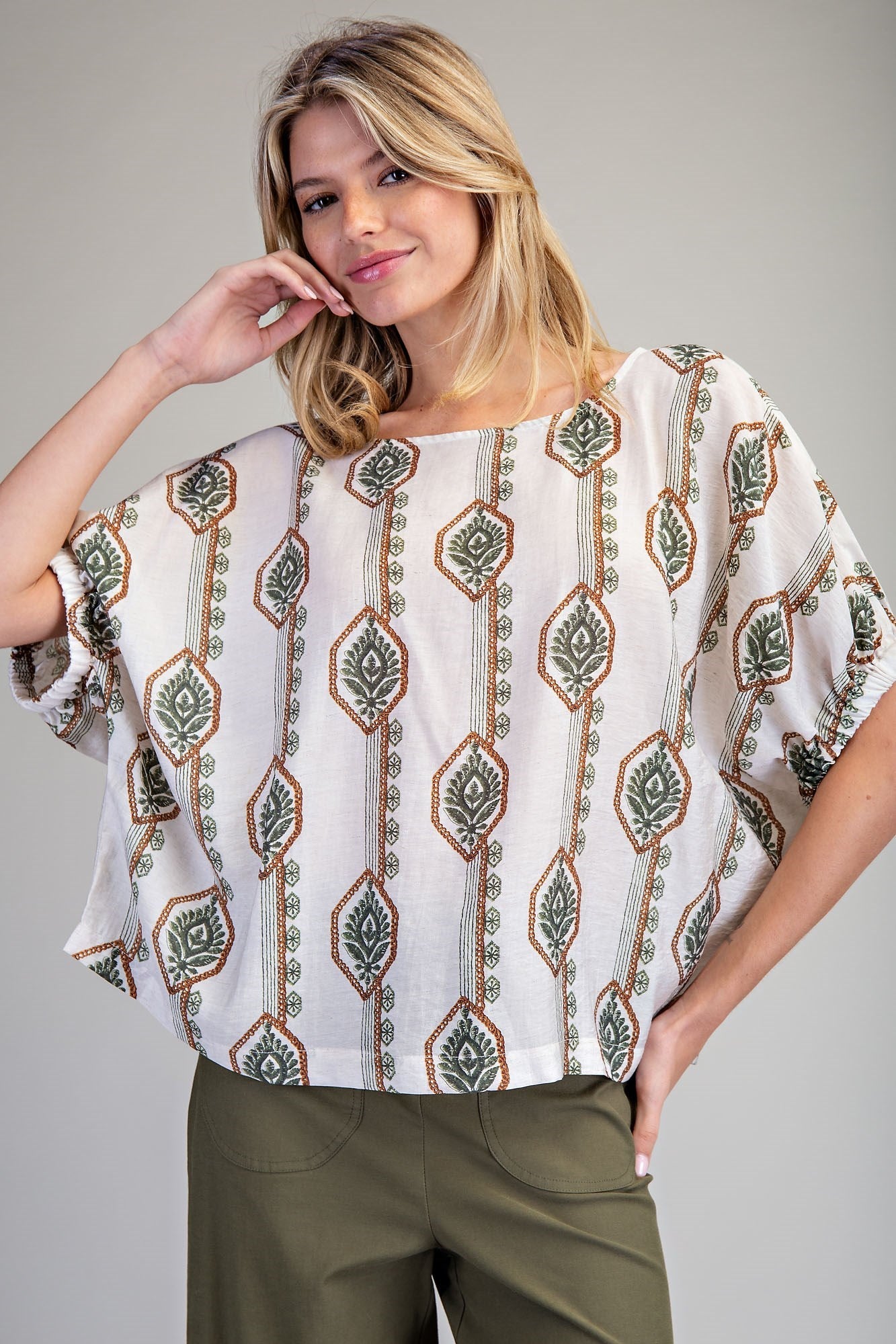 Geometric Floral Print Blouse – Endless Dreams Boutique