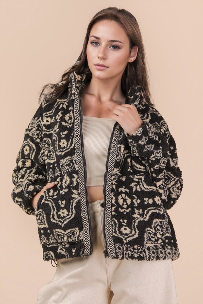 Cozy Printed Fleece Jacket – Endless Dreams Boutique